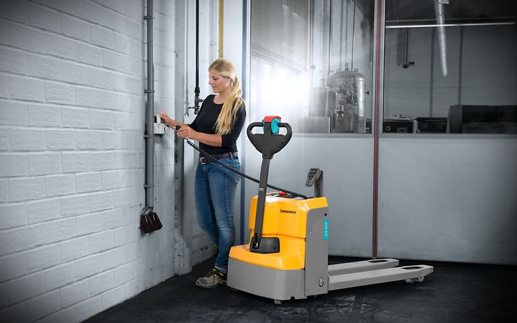 Stacker Pallet Truck supports your warehouse needs for stacking pallets.